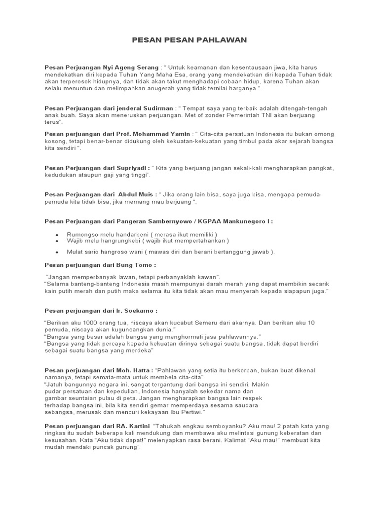 Pesan Pesan Pahlawan | PDF