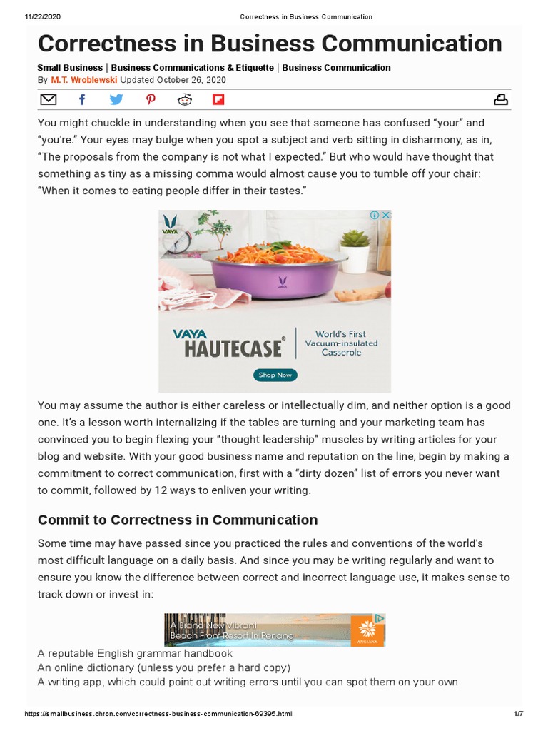 Correctness in Business Communication Nur Izzatul Ain | PDF | Human ...