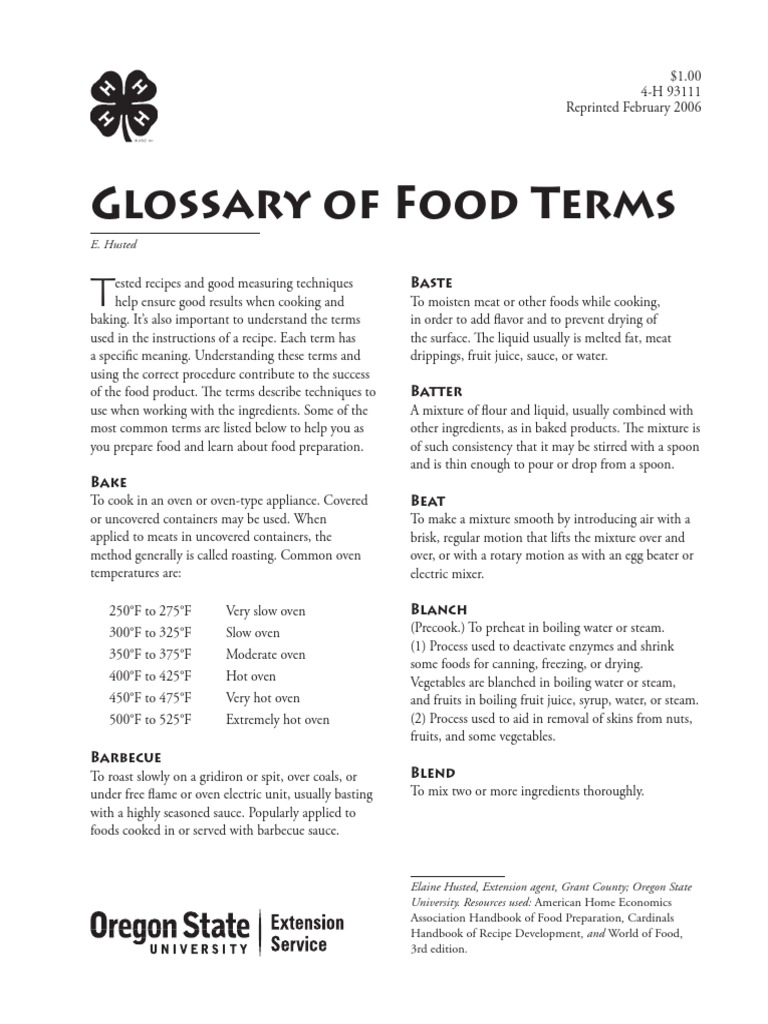 Glossary of Food Term | PDF | Roasting | Cooking