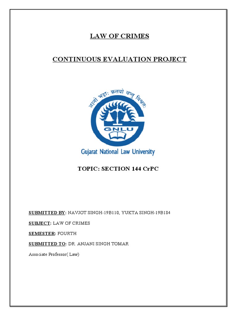 Understanding Section 144 CrPC in India | PDF | Crime & Violence ...