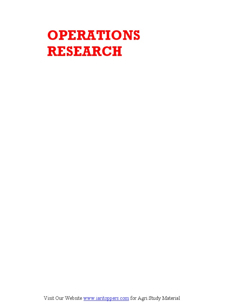 Operations Research | PDF | Mathematical Optimization | Linear Programming