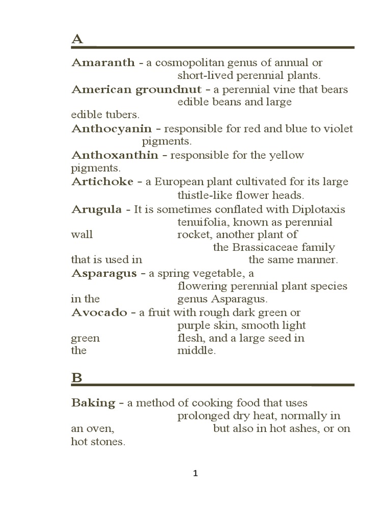 Amaranth - American Groundnut - Anthocyanin - Anthoxanthin - Artichoke ...