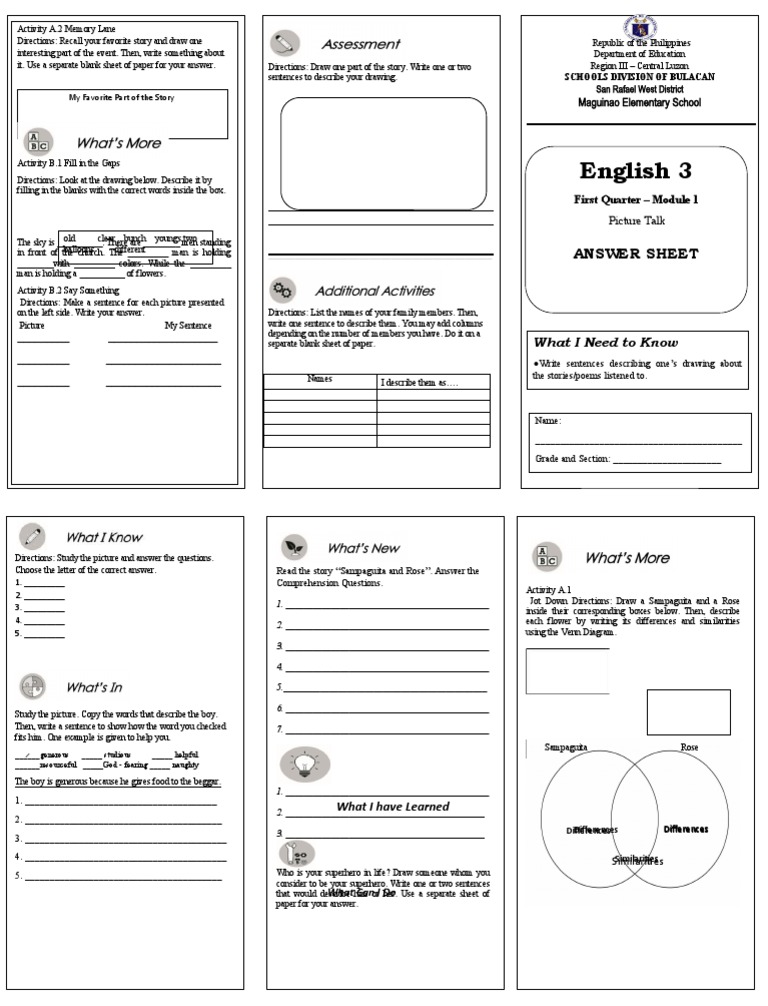 Answer Sheet English 3 Module 1 JMC | PDF | Cognition