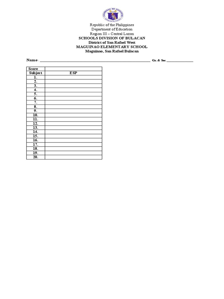 Answer Sheet Summative JMC | PDF | Further Education