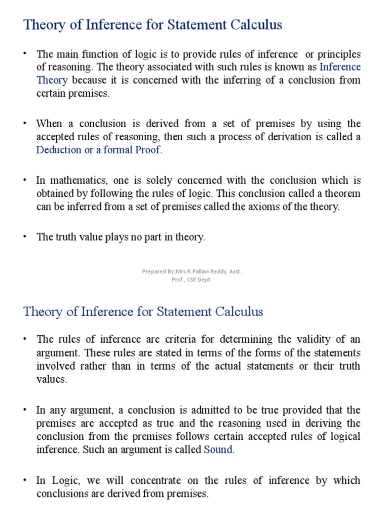 Theory of Inference For Statement Calculus | PDF | Logical Consequence ...