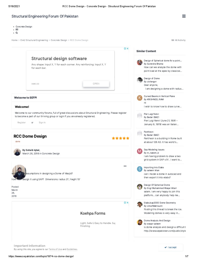 RCC Dome Design - Concrete Design - Structural Engineering Forum of ...