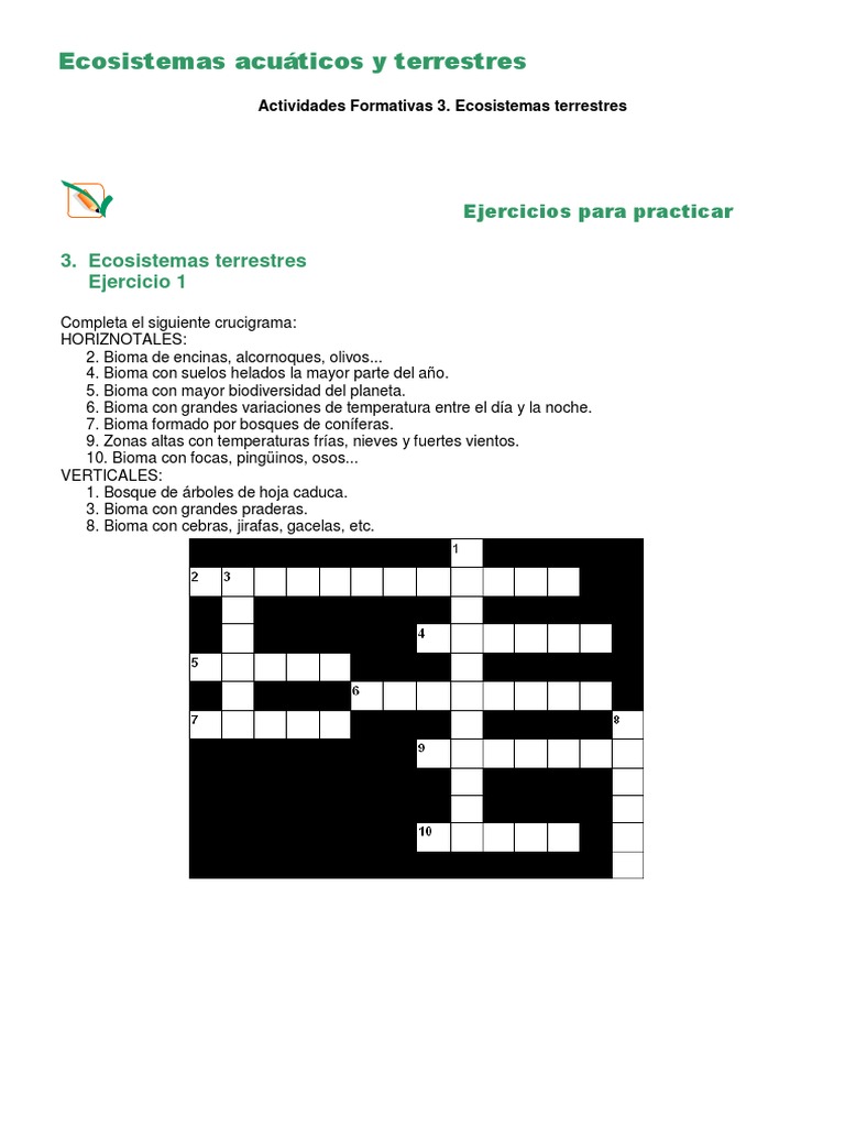 Actividades Formativas 3 Ecosistemas Terrestres | PDF | Ecosistema ...