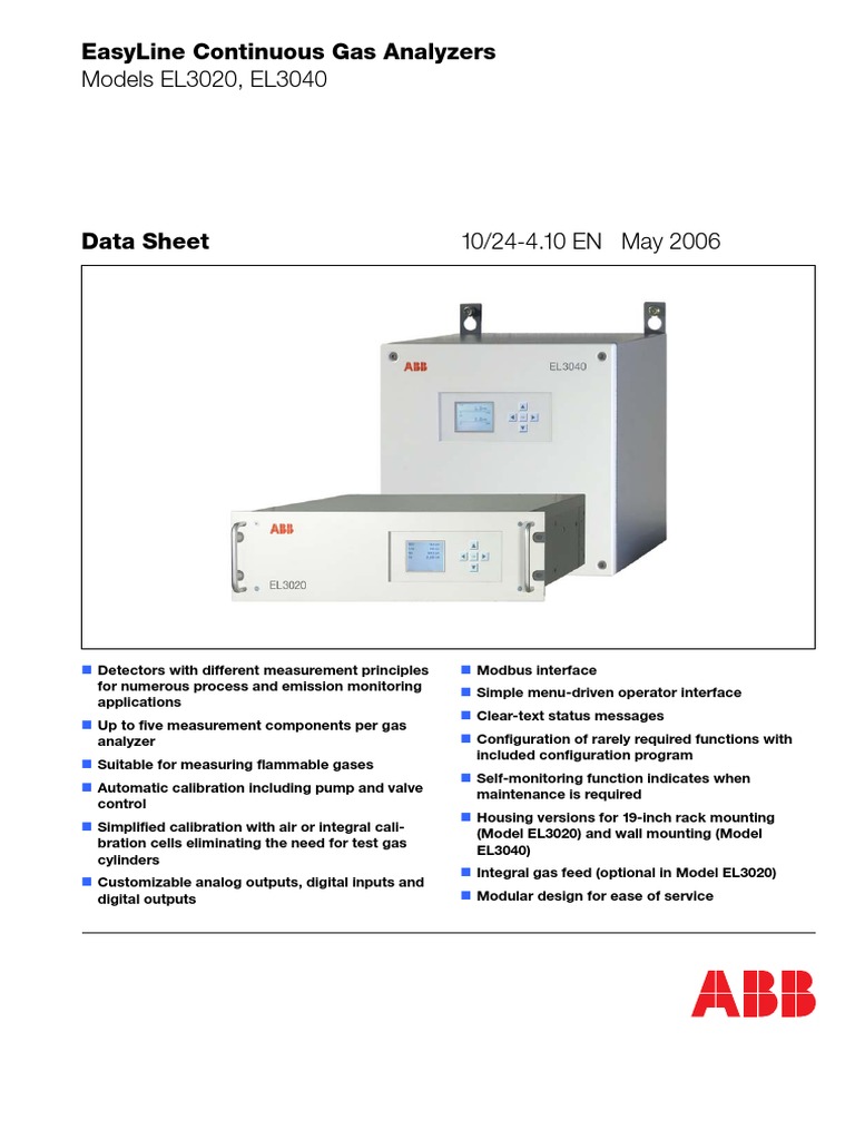 Models El3020, El3040: Easyline Continuous Gas Analyzers | PDF | Flow ...