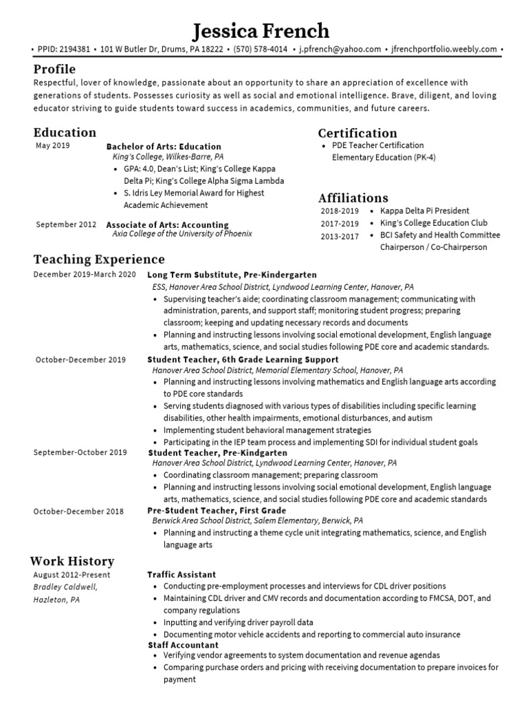 Resume 2021 | PDF | Teachers | Behavior Modification