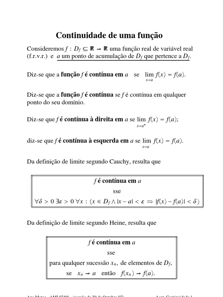 Continuidade de uma Funcao | Função Contínua | Função (Matemática ...