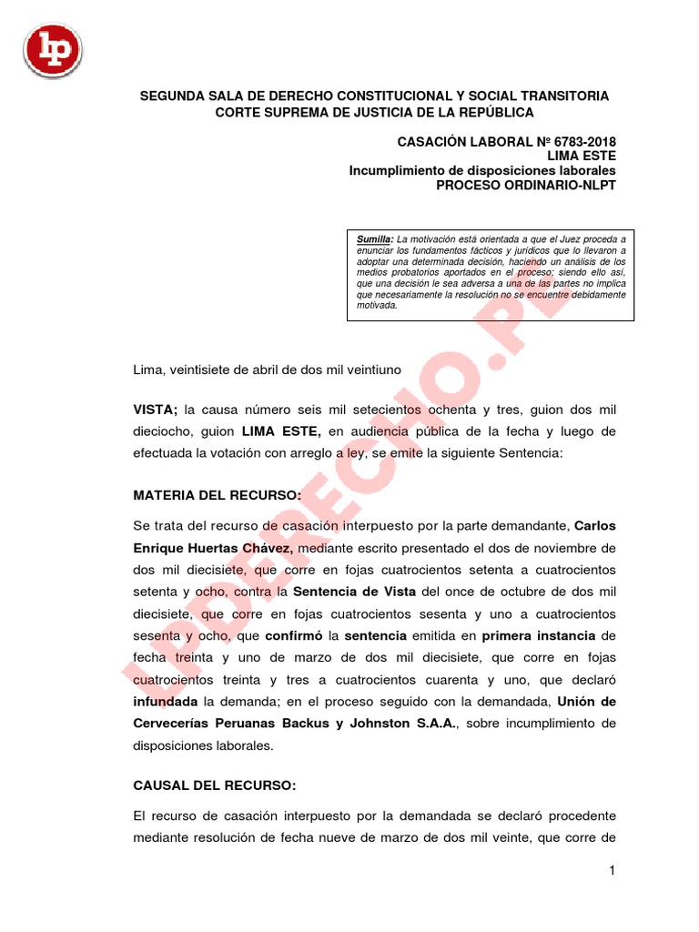 Casacion-Laboral-6783-2018-Lima-Este. - El Solo Hecho de Tener Mayor ... Casacion-Laboral-6783-2018-Lima-Este. - El Solo Hecho de Tener Mayor ...