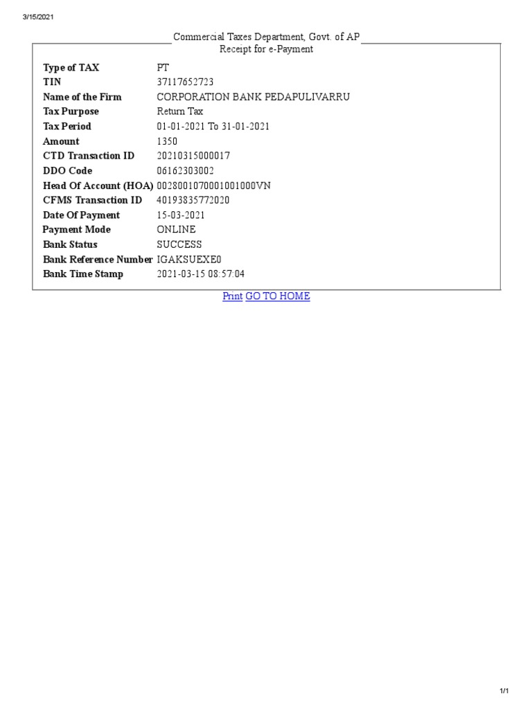 AP Commercial Tax e-Payment Receipt | PDF | Finance & Money Management