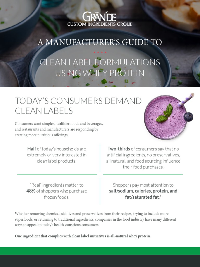 A Manufacturer'S Guide To Clean Label Formulations Using Whey Protein ...