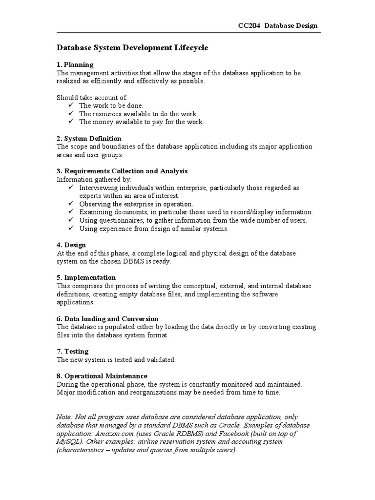 Database System Development Lifecycle | PDF | Relational Database | Databases