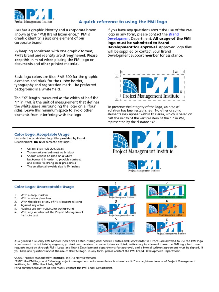 PMI Logo Guidelines - Quick Ref-Vendor-final | PDF | Logos | Brand