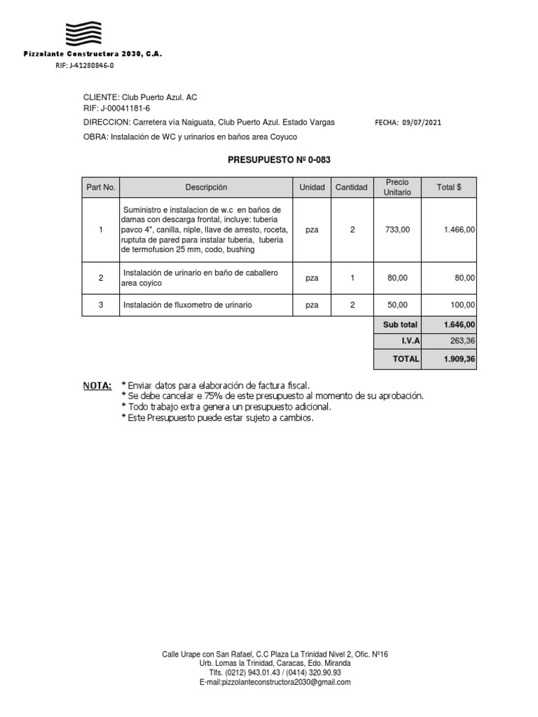Ppto 83 Baños Coayuco | PDF | Plomería | Ingeniería hidráulica
