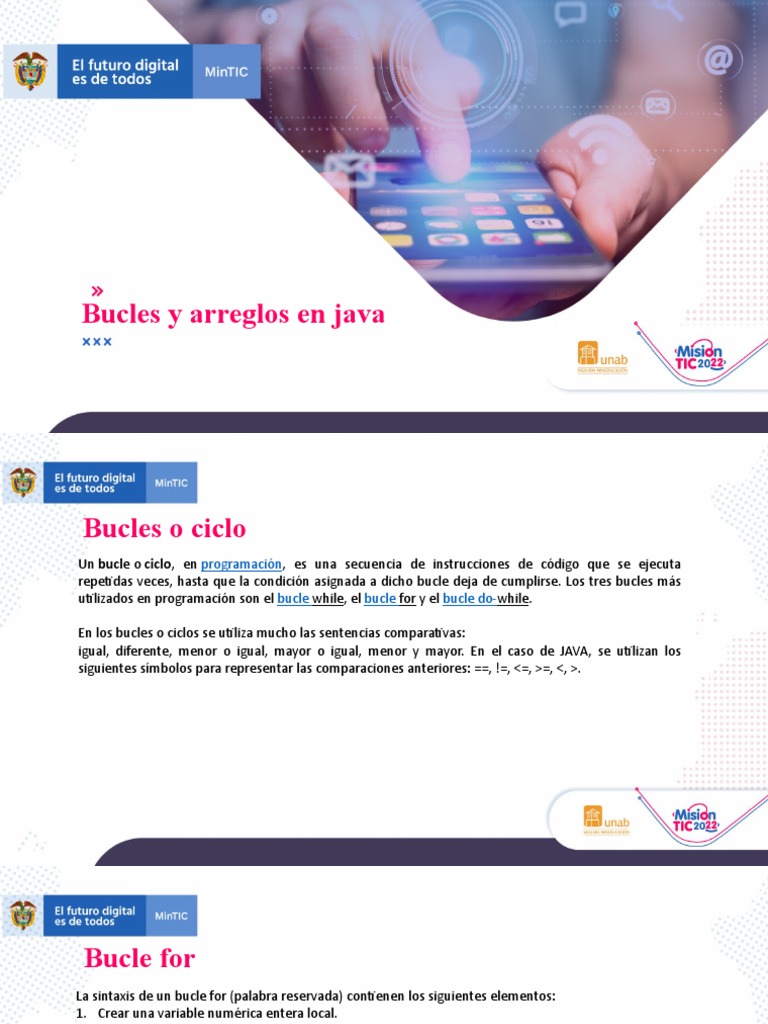 Bucles y Arreglos en Java Presentación | PDF | Estructura de datos de matriz | Flujo de control