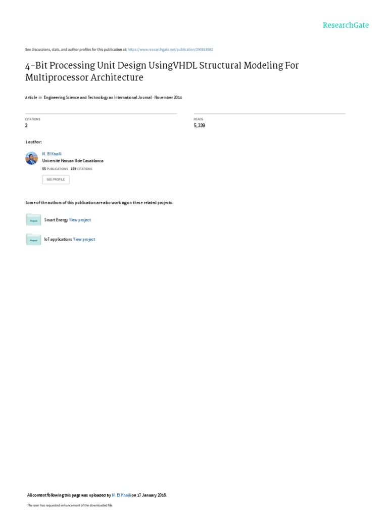 4-Bit Processing Unit Design Usingvhdl Structural Modeling For Multiprocessor Architecture | PDF ...
