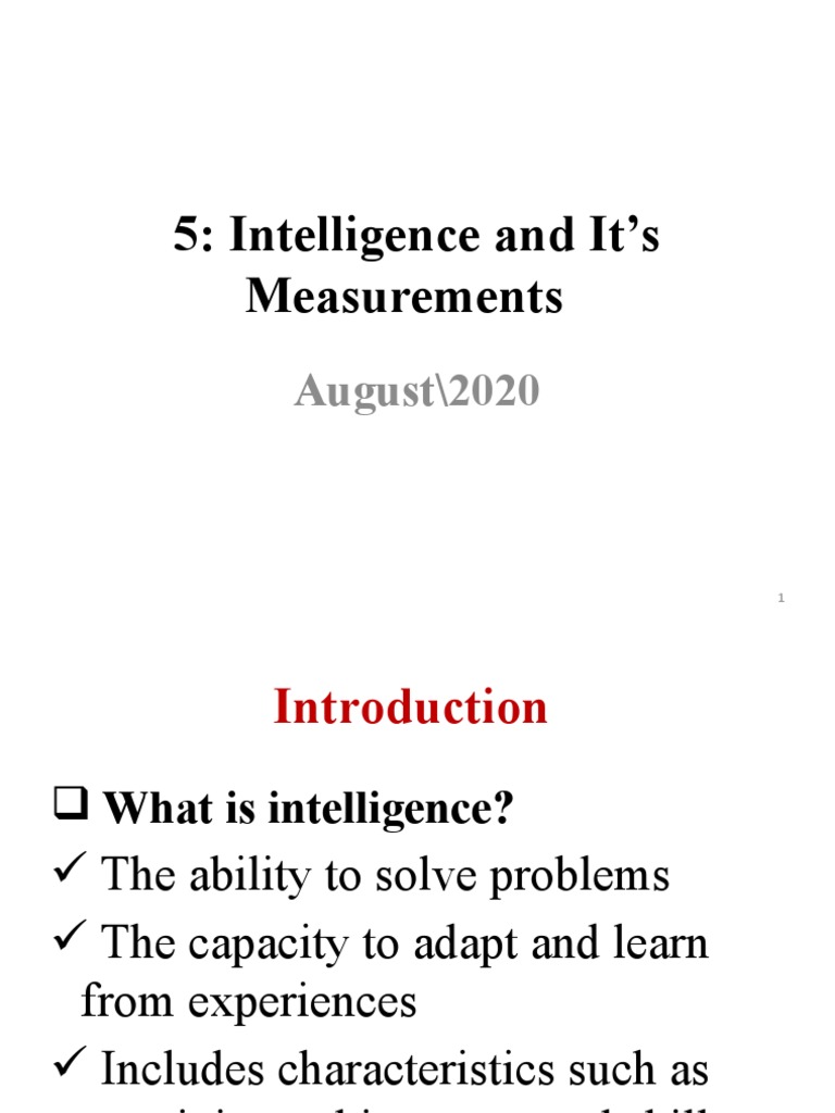 Intelligence Measuring - PPTX 01 | PDF | Intelligence Quotient ...