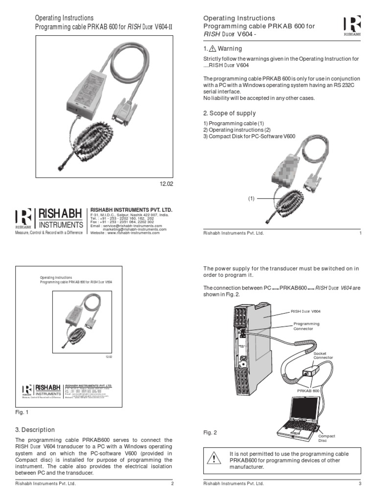 PRKAB 600 Cable Instructions for RISH Ducer V604 | PDF | Electricity ...