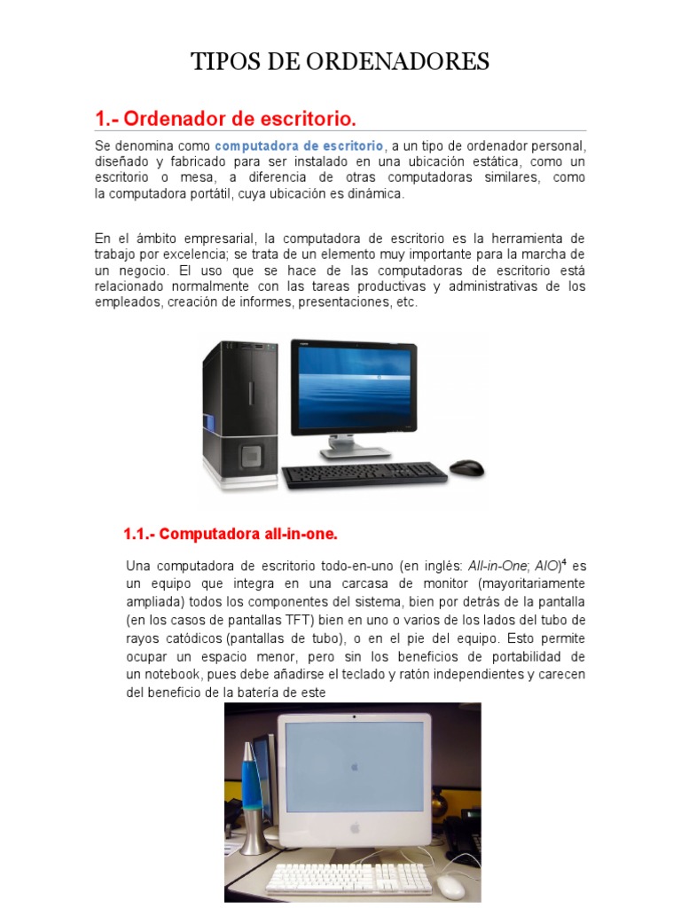 Tipos de Ordenadores | PDF | Computadora de escritorio | Asistente ...