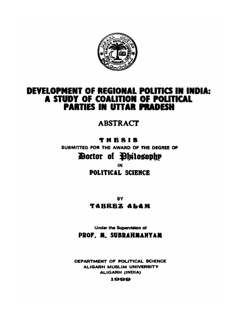 Development of Regional Politics in India: A Study of Coalition of ...