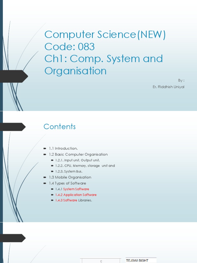 Computer Science (NEW) Code: 083 Ch1: Comp. System and Organisation | Download Free PDF | Read ...