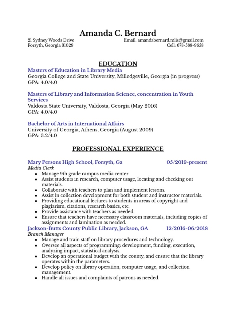 Acb Resume For Website | PDF | Libraries | Library Science