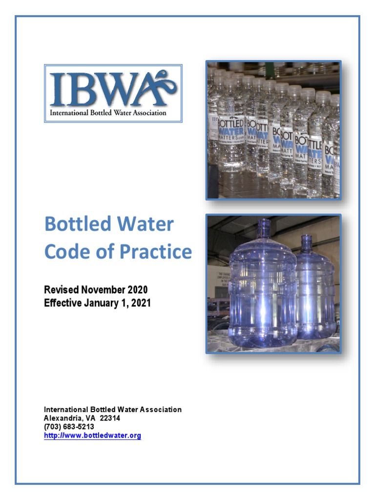 IBWA Code of Practice | PDF | Bottled Water | Water Purification