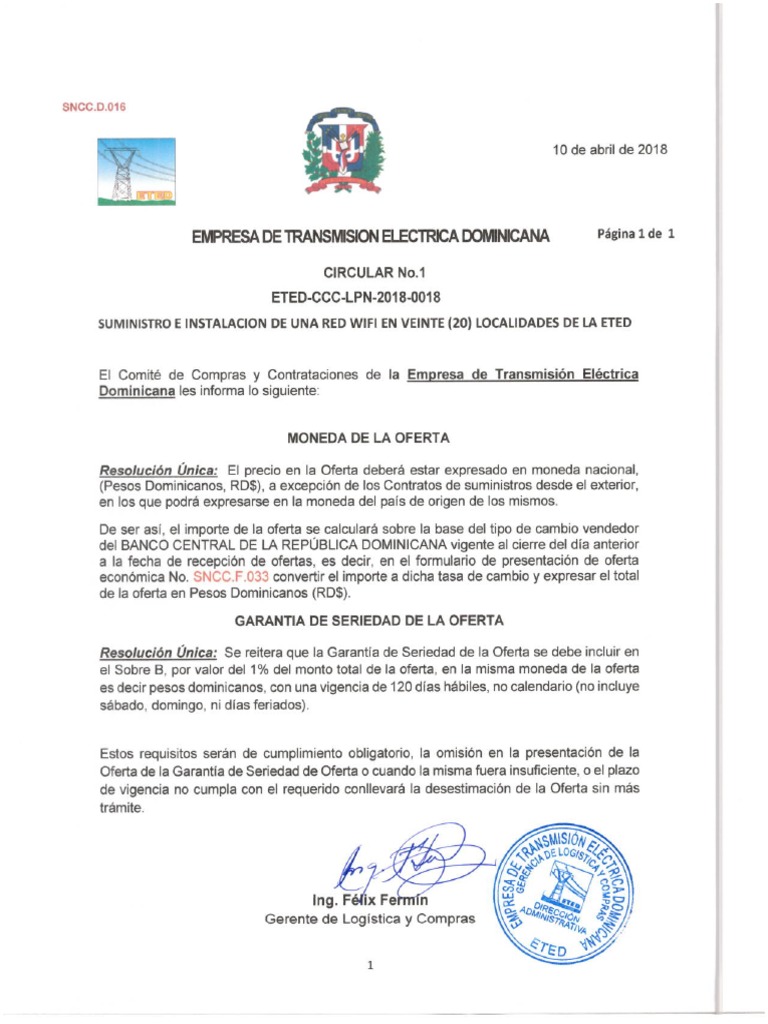 Circular No 1 Eted-Ccc-Lpn-2018-0005 Wifi | PDF