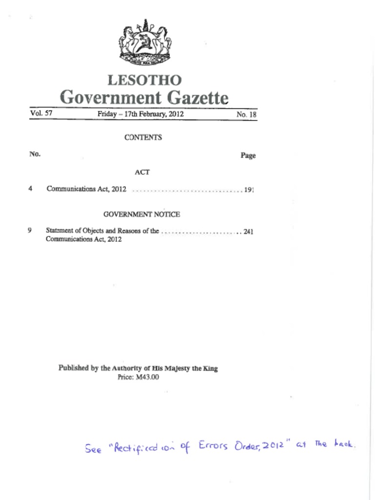 Communications Act 2012 | PDF