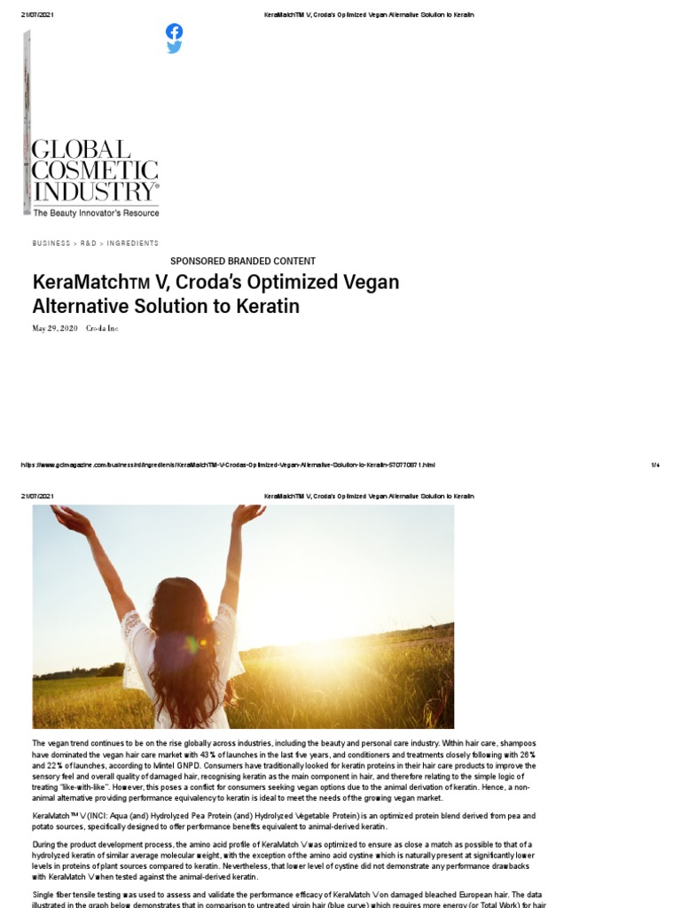 KeraMatchTM V, Croda's Optimized Vegan Alternative Solution To Keratin ...