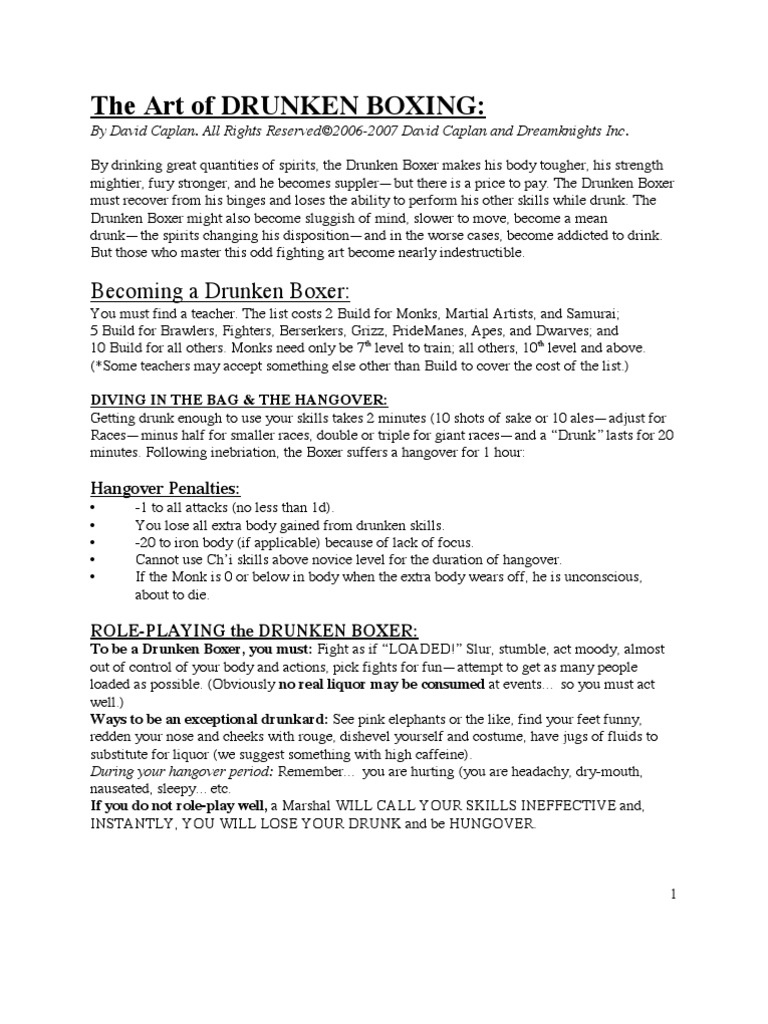 The Art of Drunken Boxing:: Becoming A Drunken Boxer | PDF