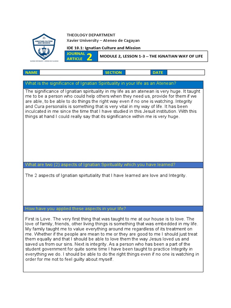Ignatian Values in Atenean Life | PDF | Self-Improvement