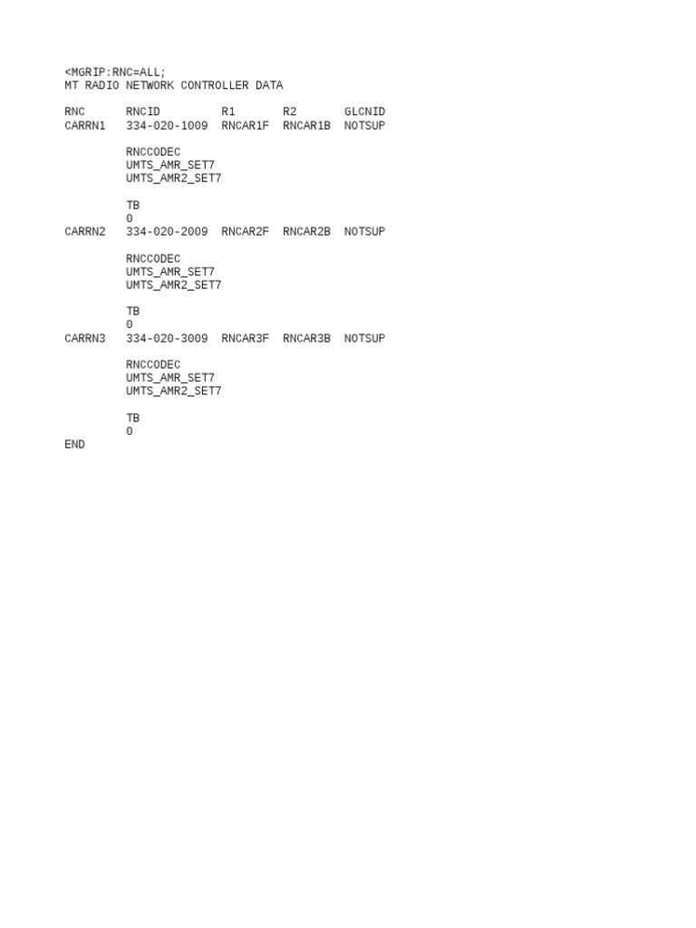 RNC Data: UMTS AMR Codec Details | PDF | Computers