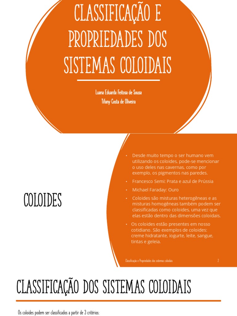 Classificação e Propriedades Dos Sistemas Coloidais | PDF | Colóide ...