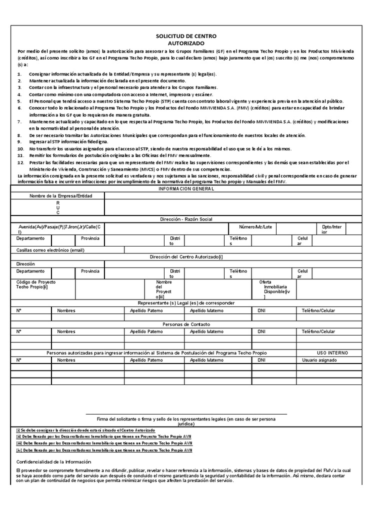 Formato de Solicitud de Centro Autorizado 2020 | PDF | Privacidad de la información | Justicia