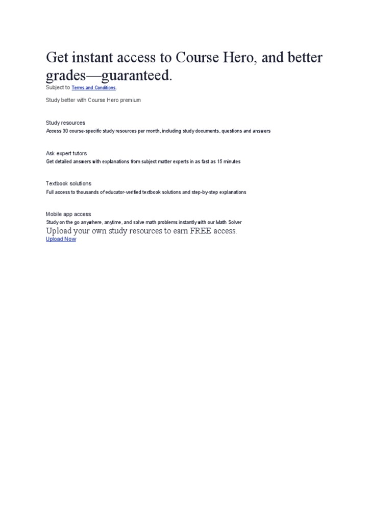 Get Instant Access To Course Hero, and Better Grades-Guaranteed | PDF