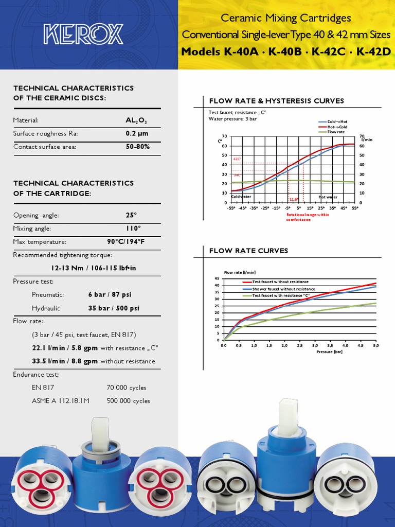 Models K-40A K-40B K-42C K-42D: Ceramic Mixing Cartridges Conventional ...