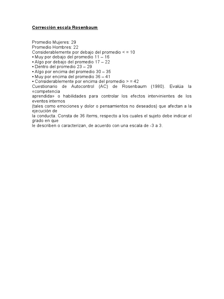Corrección Escala Rosenbaum | PDF