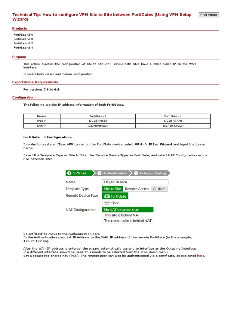 FortiGate VPN Setup Guide | PDF | Ip Address | Virtual Private Network