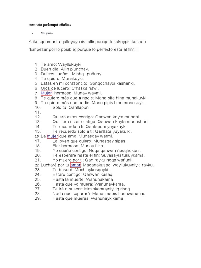 Sumacta Parlanqui Añañau | PDF