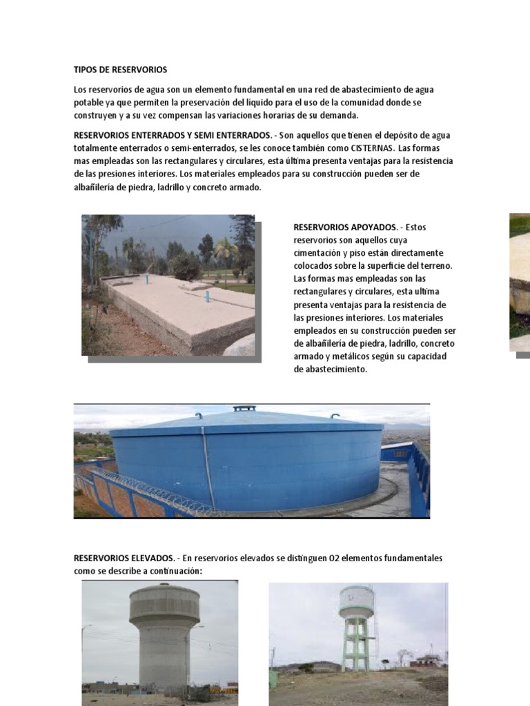 Tipos de Reservorios | PDF | Reservorio | Agua