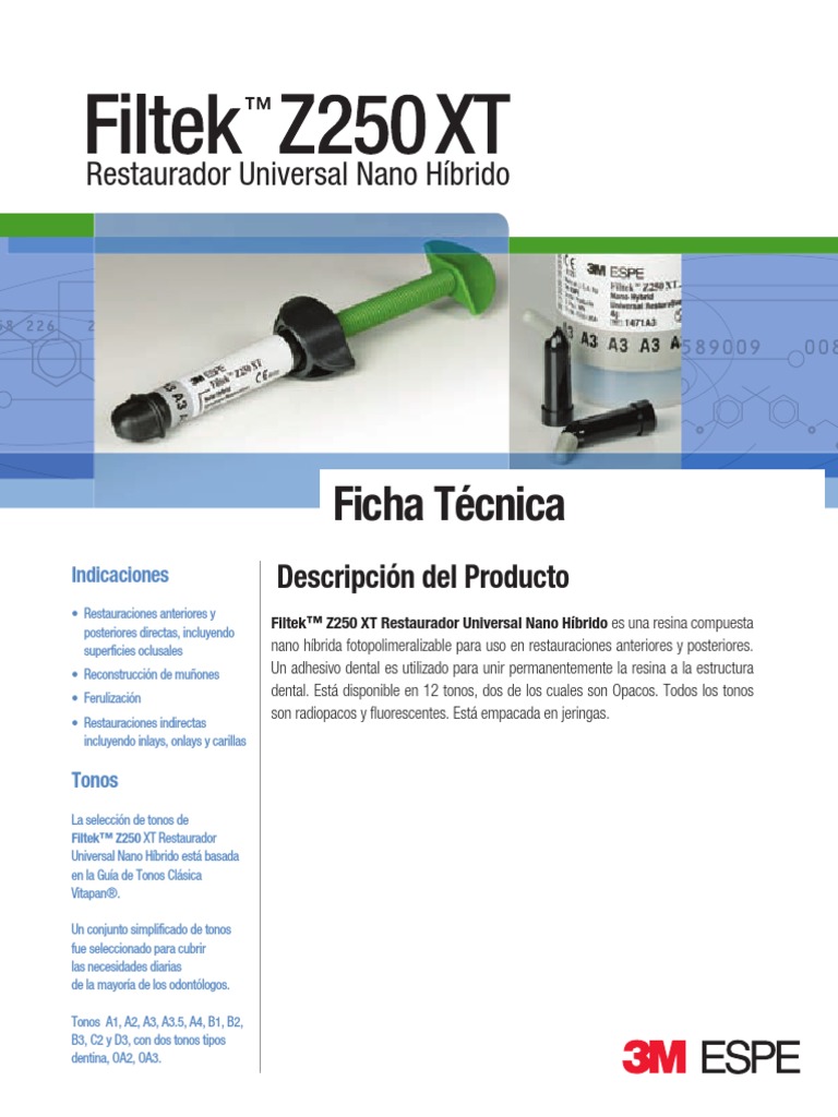 Resina Filtek Z250XT | PDF | Nanopartículas | Ciencias fisicas