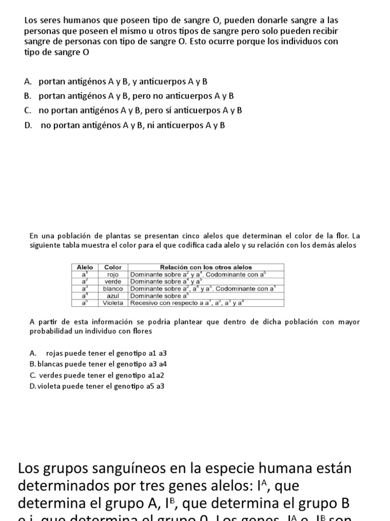 Ejercicios Alelos Múltiples | PDF | Tipo de sangre | Dominancia (Genética)