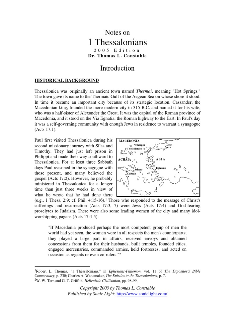 1 Thessalonians: Notes On | PDF | Saint Timothy | Paul The Apostle