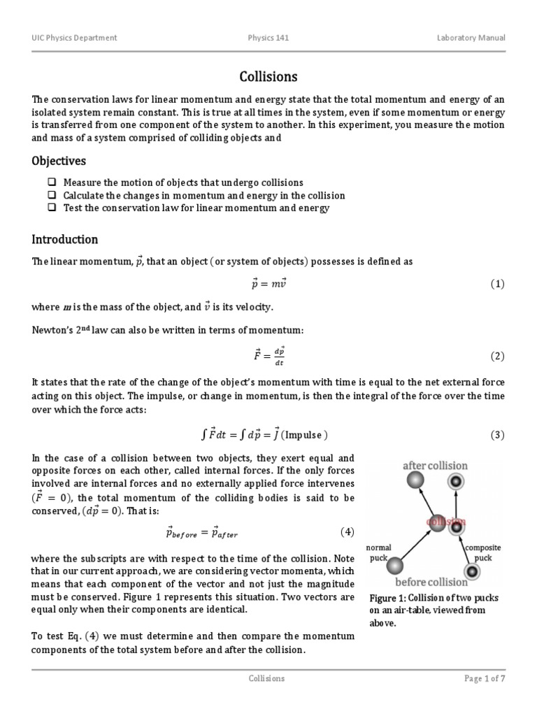 Collisions: Momentum and Energy Lab | PDF | Collision | Force