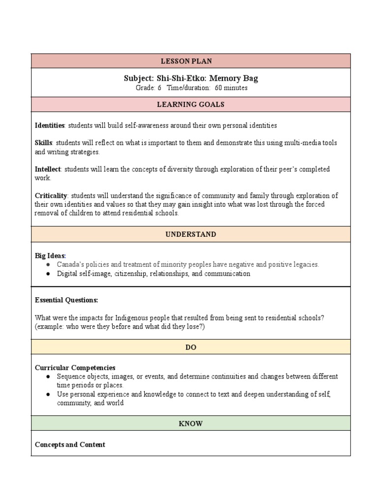 Shi-Shi-Etko Memory Bag | PDF | Identity (Social Science) | Self