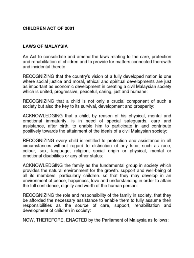 Children Act of 2001 | PDF | Remand (Detention) | Bail